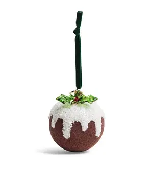 Harrods Beaded Christmas Pudding Bauble - Brown