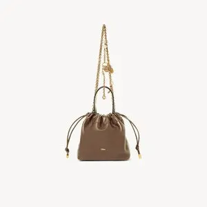 Chloé Drawstring Bucket Bag With Chain Detail - Smoked Brown