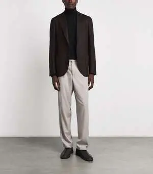 LARDINI Virgin Wool-cashmere Check Blazer