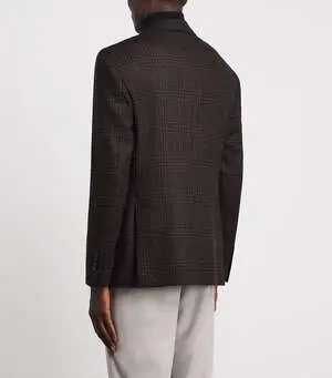 LARDINI Virgin Wool-cashmere Check Blazer