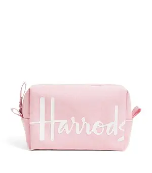 Harrods Cotton Logo Cosmetics Bag - Pink