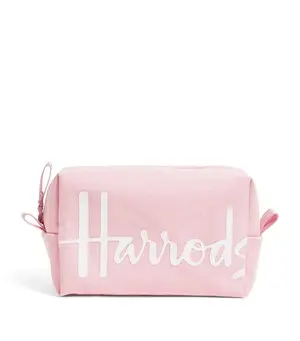 Harrods Cotton Logo Cosmetics Bag - Pink
