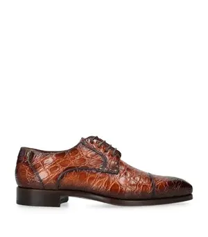 Magnanni Crocodile Leather Oxford Shoes - Beige