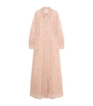 Marina Rinaldi Embroidered Maxi Shirt Dress - Nude
