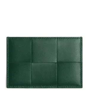 Bottega Veneta Leather Intreccio Card Holder - Green