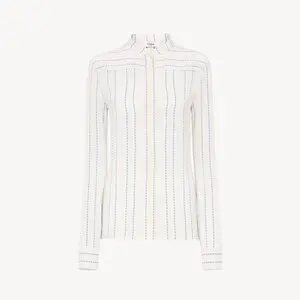 Chloé Fitted Jacquard Blouse - White - Blue