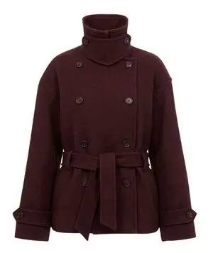 Chloé Double-breasted Belted Wool Coat - Deep Purple