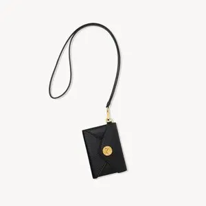Chloé Leather Card Holder With Lanyard - Black
