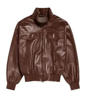 Balenciaga Leather Blouson Jacket - Blue