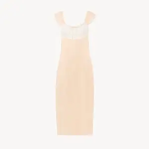 Chloé Chloé Lace Trimmed Off-the-Shoulder Dress Clay Pink