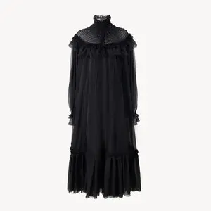 Chloé Chloé® Black Ruffled High Neck Dress Black