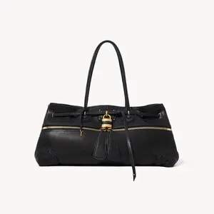 Chloé Leather Tote Bag With Turn Lock Detail - Black