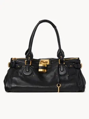 Chloé Leather Satchel With Lock Detail - Black