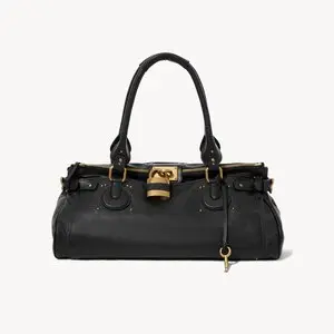 Chloé Leather Satchel With Lock Detail - Black