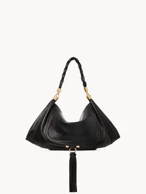Chloé Leather Shoulder Bag With Braided Handle And Tassel Detail - Black