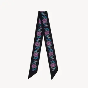 Chloé Chloé Floral Print Silk Scarf Nightfall Purple