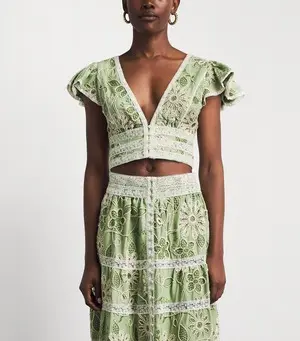 Alice + Olivia Embroidered Keeley Blouse