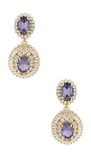 ANTON HEUNIS Omega Clasp Oval Disc Chandeliers Earrings - Tanzanite