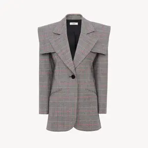 Chloé Plaid Blazer - Black - Red