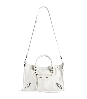 Balenciaga Small Lambskin Le City Top-handle Bag - White