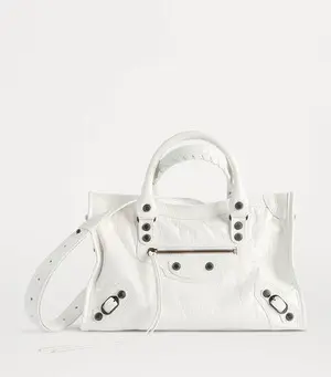 Balenciaga Small Lambskin Le City Top-handle Bag - White