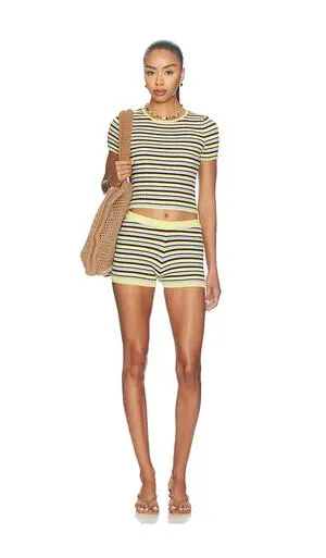 Superdown Annalise Short Set In Yellow - Blue Stripe