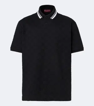 Gucci Gg Cotton-blend Piqué Polo Shirt - Black