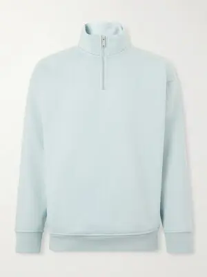 On Logo-embroidered Organic Cotton-blend Half-zip Sweatshirt - Green