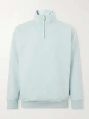 On Logo-embroidered Organic Cotton-blend Half-zip Sweatshirt - Mint