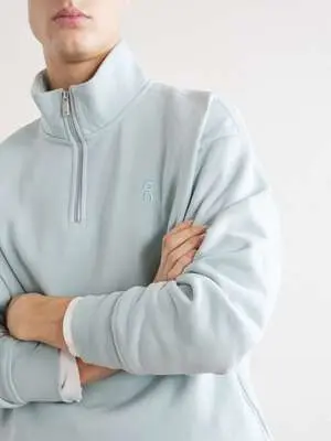 On Logo-embroidered Organic Cotton-blend Half-zip Sweatshirt
