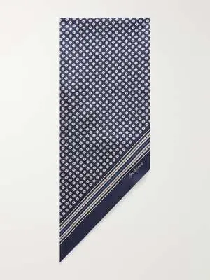 Saint Laurent Printed Silk-twill Scarf - Blue