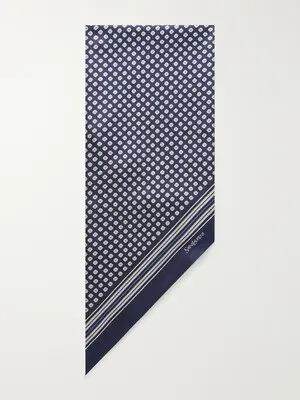 Saint Laurent Printed Silk-twill Scarf - Blue