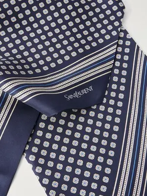 Saint Laurent Printed Silk-twill Scarf - Blue