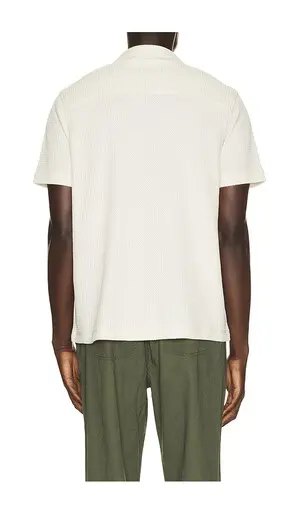 Vince Macro Waffle Cabana Shirt In Cream - Blanco