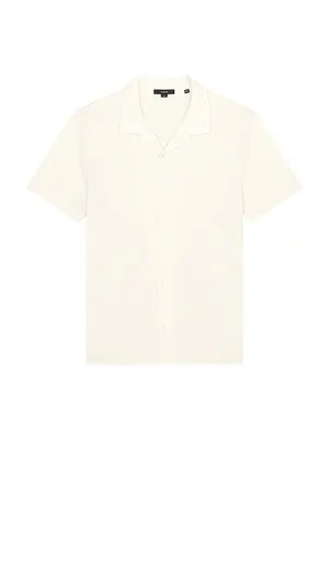 Vince Macro Waffle Cabana Shirt In Cream - Blanco