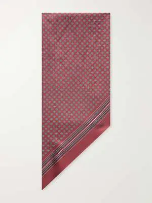 Saint Laurent Printed Silk-twill Scarf - Red