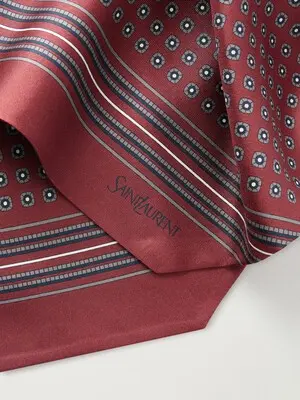 Saint Laurent Printed Silk-twill Scarf - Red