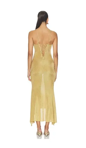 GUIZIO Elsie Cowl Neck Metallic Knit Dress - Gold