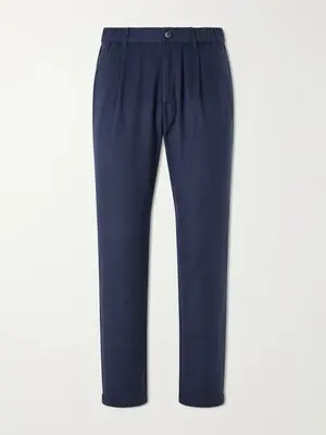 Herno HERNO Straight-Leg Mélange Flannel Trousers Blue