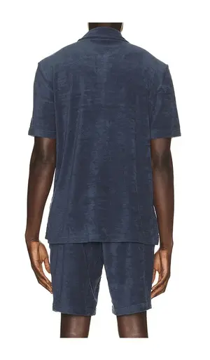 Faherty Brand Cabana Towel Terry Surf Stripe Polo In Blue