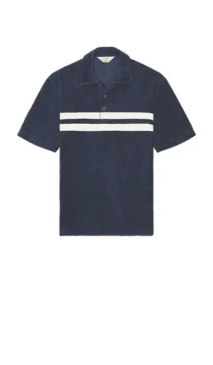 Faherty Brand Cabana Towel Terry Surf Stripe Polo In Blue