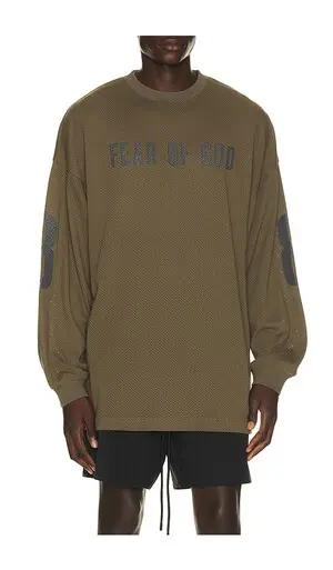Fear Of God Merch Long Sleeve Tee In Green - Moss