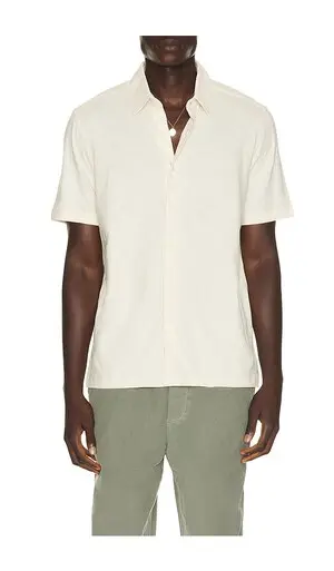 Theory Noran Short Sleeve Shirt In Cream - Seashell