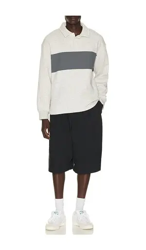SKIMS Fleece Lounge Rugby Polo In Grey