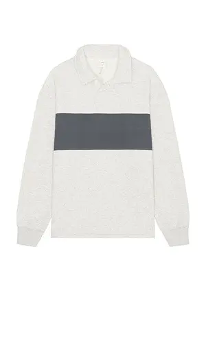 SKIMS Fleece Lounge Rugby Polo In Grey