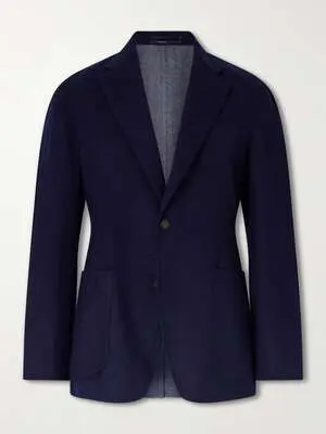 Dunhill Mohair And Silk-blend Blazer - Navy