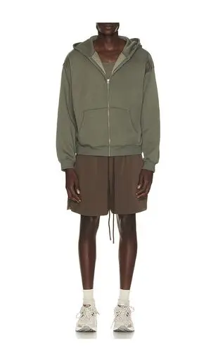 SKIMS Fleece Lounge Zip Up Hoodie - Jungle