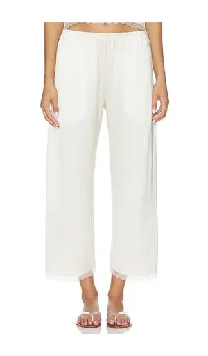 LESET Barb Lace Crop Pant In Cream - Creme