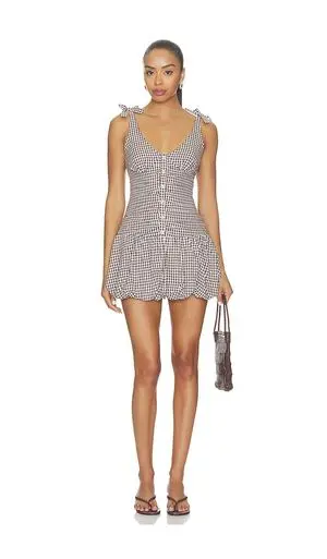 Astr The Label Jeliany Dress In Brown - Brown Gingham