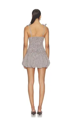 Astr The Label Jeliany Gingham Check Ruched Mini Dress